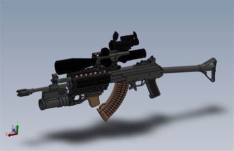 冲锋枪solidworks 2012模型图纸下载 懒石网