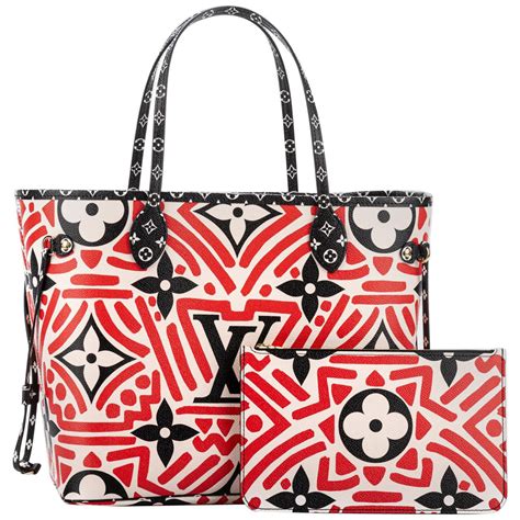 New In Box Louis Vuitton 2020 Neverfull Red Black Geometric Bag At
