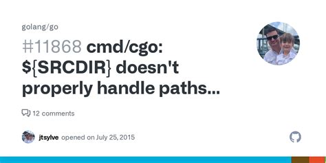 cmd cgo {srcdir} doesn t properly handle paths with spaces · issue