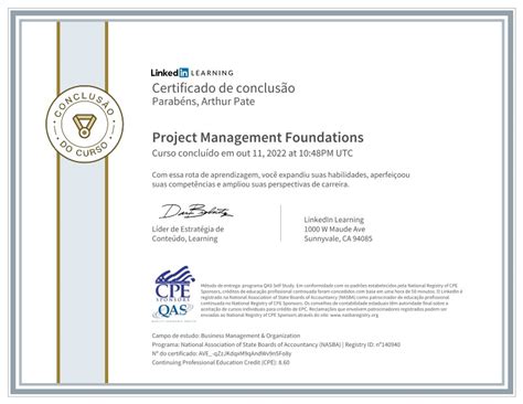 Arthur Pate On Linkedin Certificate Of Completion