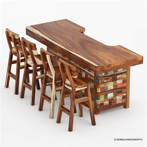 Bergamo Rustic Home Bar Counter With Stools