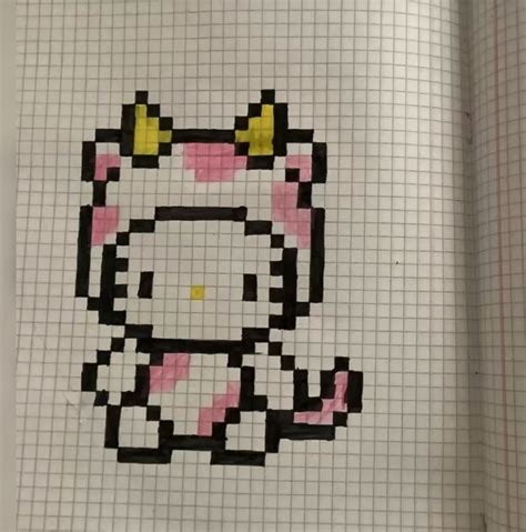 Dibujo De Cuadritos Hello Kitty En 2025 Dibujos Románticos Sencillos