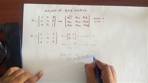 how to find adjoint of 3 x 3 matrix youtube