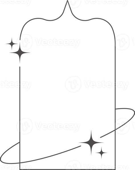 Aesthetic Frame Shape Outline Minimal Graphic Element With Stars Abstract Boho Arch With