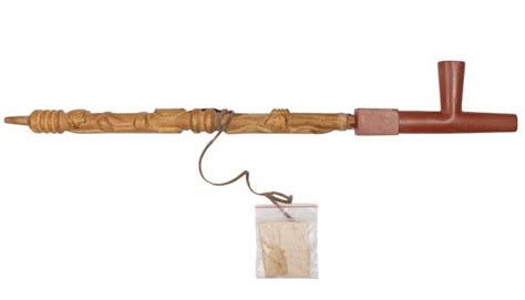 Lot Native American Pipe And Stem