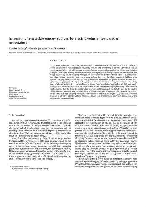 Pdf Integrating Renewable Energy Sources By Electric Vehicle