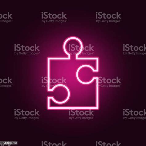 퍼즐 조각 아이콘입니다 네온 스타일 아이콘에서 웹의 요소입니다 정보 그래픽 모바일 응용 프로그램 웹 디자인 웹 사이트에 대 한