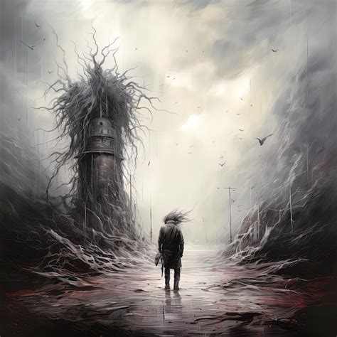 Premium Photo A Man Walks Down A Path With A Man Walking In The Dark