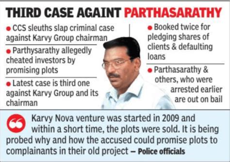Karvy Hyderabad Karvy Group Chairman C Parthasarathy Booked For