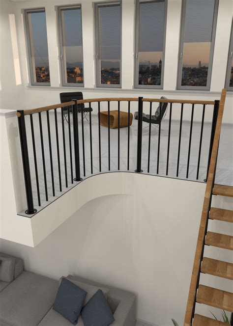 Balustrade With Vertical Bars And Wooden Handrail Minka Group