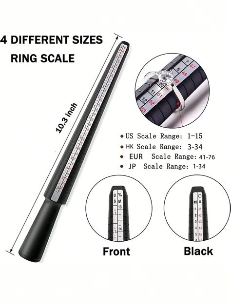 Useujp Scale Range Ring Sizer Gauge Mandrel Black Ring Sizing Measure
