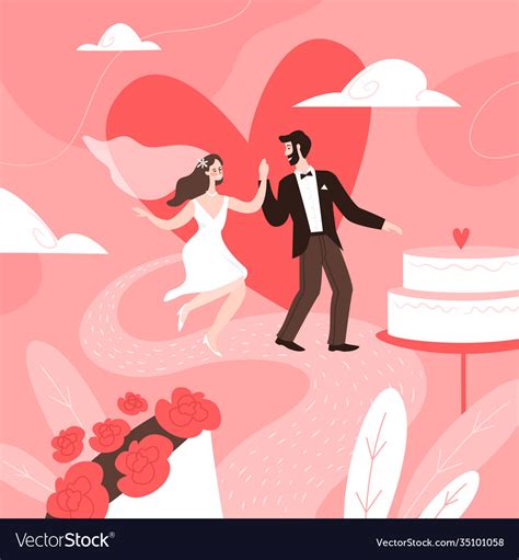 Wedding Couple Concept Marriage Ceremony Groom Vector Image
