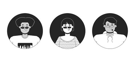 비즈니스 캐주얼 사람들 다양한 흑인과 백인 2d 벡터 아바타 일러스트 세트 2차 도형에 대한 스톡 벡터 아트 및 기타 이미지