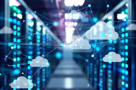 Cloud Computing Network In Server Room Premium Ai Generated Image