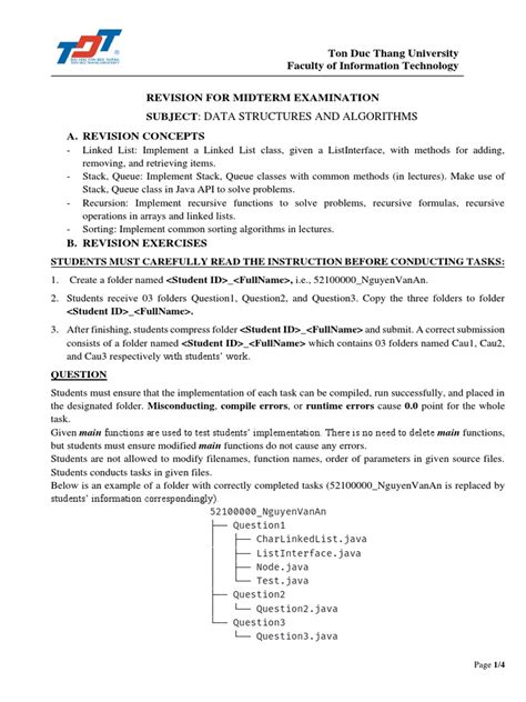 midterm exam revision for data structures and algorithms pdf
