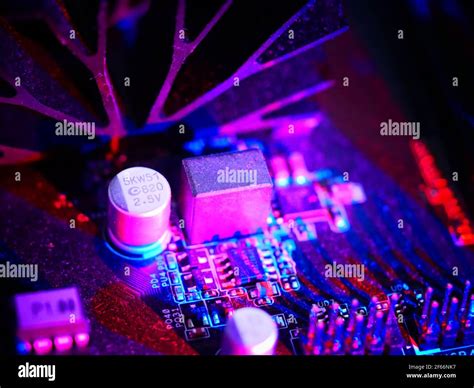 Green Electronic System Computer Motherboard Digital Chip With Transistor Microcircuit Stock