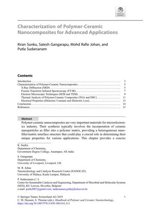 Pdf Characterization Of Polymer Ceramic Xrd X Ray Diffraction 2 K Sunku Et Al