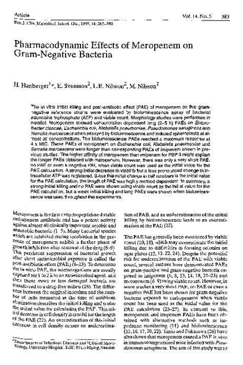Pdf Pharmacodynamic Effects Of Meropenem On Gram Negative Bacteria