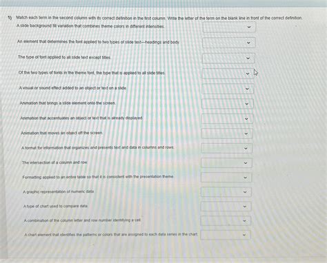Solved Match each term in the second column with its correct | Chegg.com