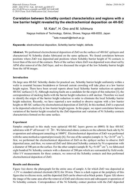 Correlation Between Schottky Contact Characteristics And Regions With A Low Barrier Height