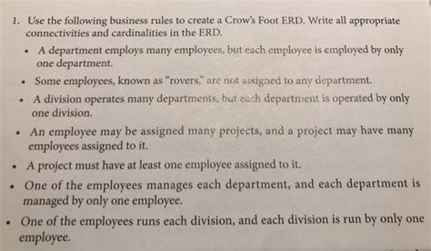 solved 1 use the following business rules to create a
