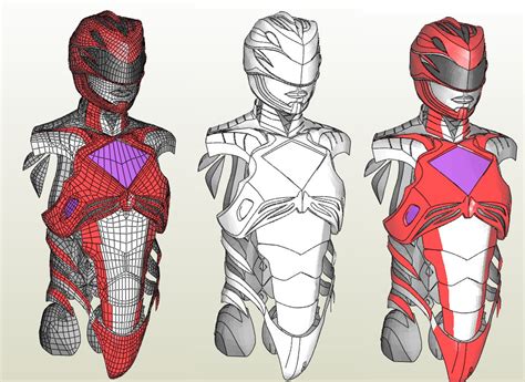 Power Rangers 2017 3d Model Red Ranger Full Suit Pepakura Foam Files Etsy
