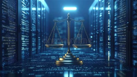 Digital Scales Of Justice Presented In Data Center Environment Modern