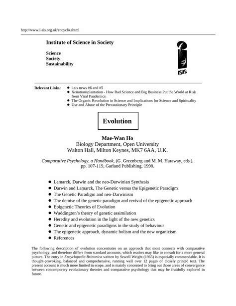 Pdf Evolution · Lamarck Darwin And The Neo Darwinian Synthesis Darwin And