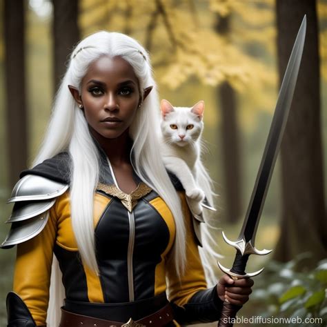 Dark Skinned Elf In Dark Leather Armor Stable Diffusion Online