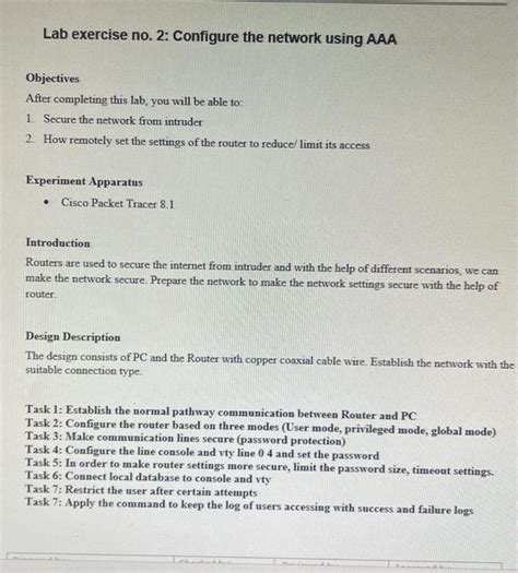 Solved Lab Exercise No 2 Configure The Network Using AAA Chegg