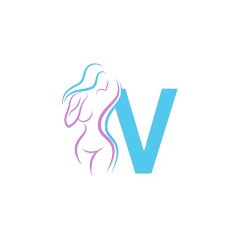 Letter V Vector Hd PNG Images Sexy Woman Icon In Front Of Letter V Illustration Template