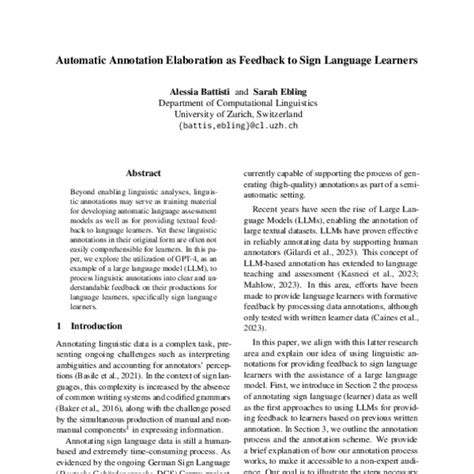 Automatic Annotation Elaboration As Feedback To Sign Language Learners Acl Anthology