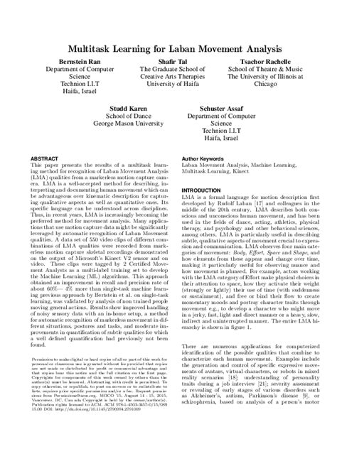Pdf Multitask Learning For Laban Movement Analysis