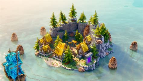 Yellow Village Lobby Seasonal Minecraft Map Keystone Builds