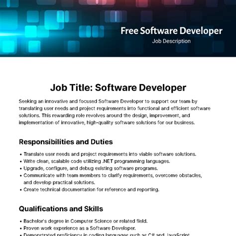 Software Developer Job Description Template Edit Online And Download Example