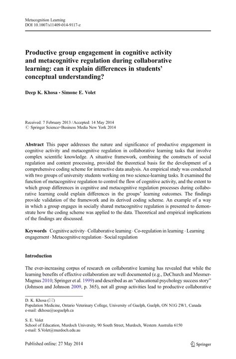 pdf productive group engagement in cognitive activity and