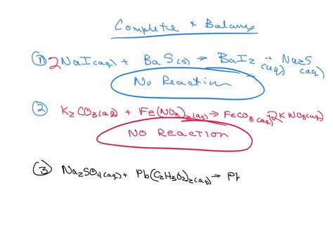 Solved Complete And Balance Each Equation If No Reaction Occurs