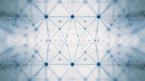 Blurred Symmetrical Abstract Lines And Dots Connected Network Technology Data Center Concept