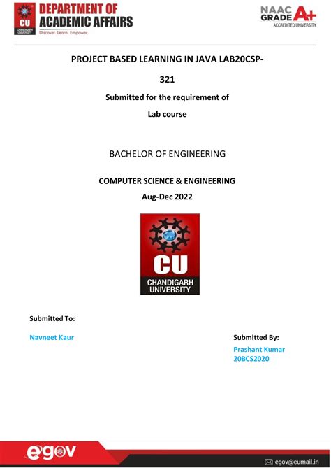 20bcs2020 Pblj 1 Pblj Worksheet 13 Project Based Learning In Java Lab 20csp 321 Submitted