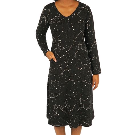 Constellations Glow In The Dark Long Sleeves Midi Dress Svaha Usa