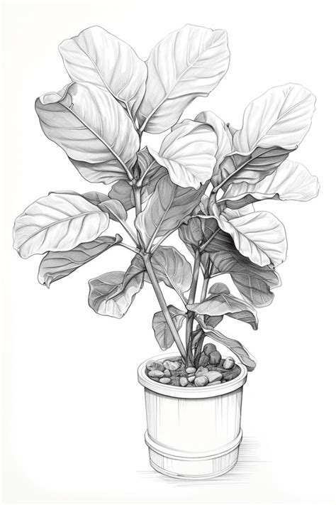 Fiddle Leaf Fig In A Corner Plant Sketches Plant Drawing Flower Drawing