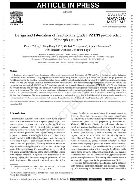 Pdf Design And Fabrication Of Functionally Graded Pztpt Piezoelectric Bimorph Actuator