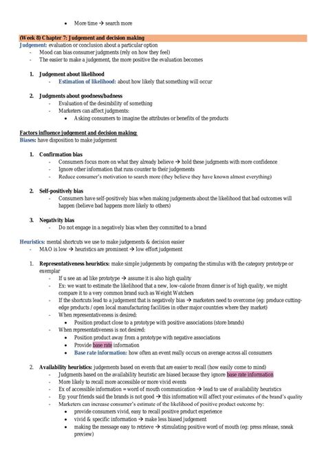 Buyer Behaviour Summary Notes Mkf2111 Buyer Behaviour Monash Thinkswap