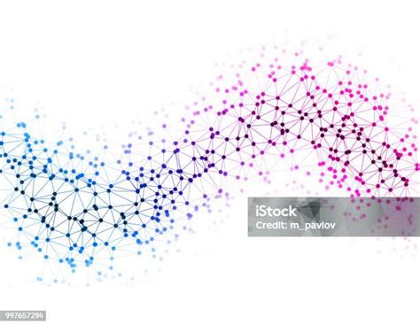 점 파의 형태에 선으로 연결 됩니다 큰 데이터 화학 소셜 네트워크의 주제에 추상 벡터 일러스트 레이 션 연결에 대한 스톡 벡터 아트 및 기타 이미지 Istock