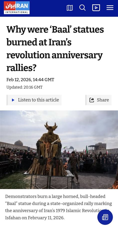 Iran Burns Statue Of Baal Middle Of Epstein Files Saga 2 Weeks After