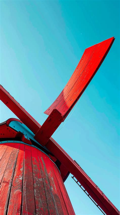 Free Vibrant Windmill Blade Photo Red Windmill Sky Download At Stockcake