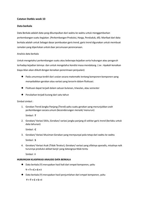 Catatan Statbis Week 8 Data Berkala Catatan Statbis Week 10 Data