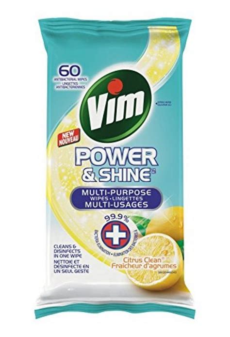 Vim Lemon Antibacterial Wipes 60 Count