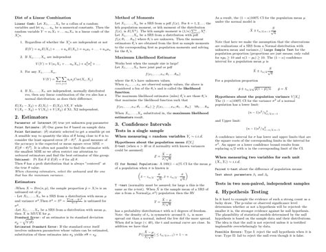 Statistics Cheat Sheet Formulas Download Printable Pdf Templateroller