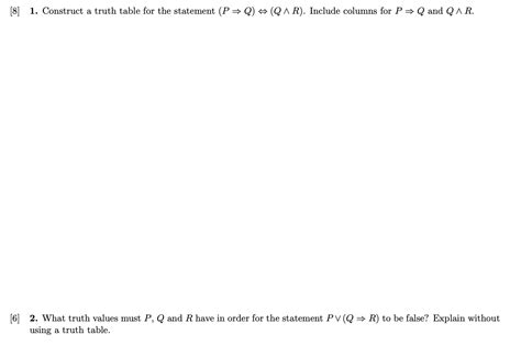Solved 8 1 Construct A Truth Table For The Statement